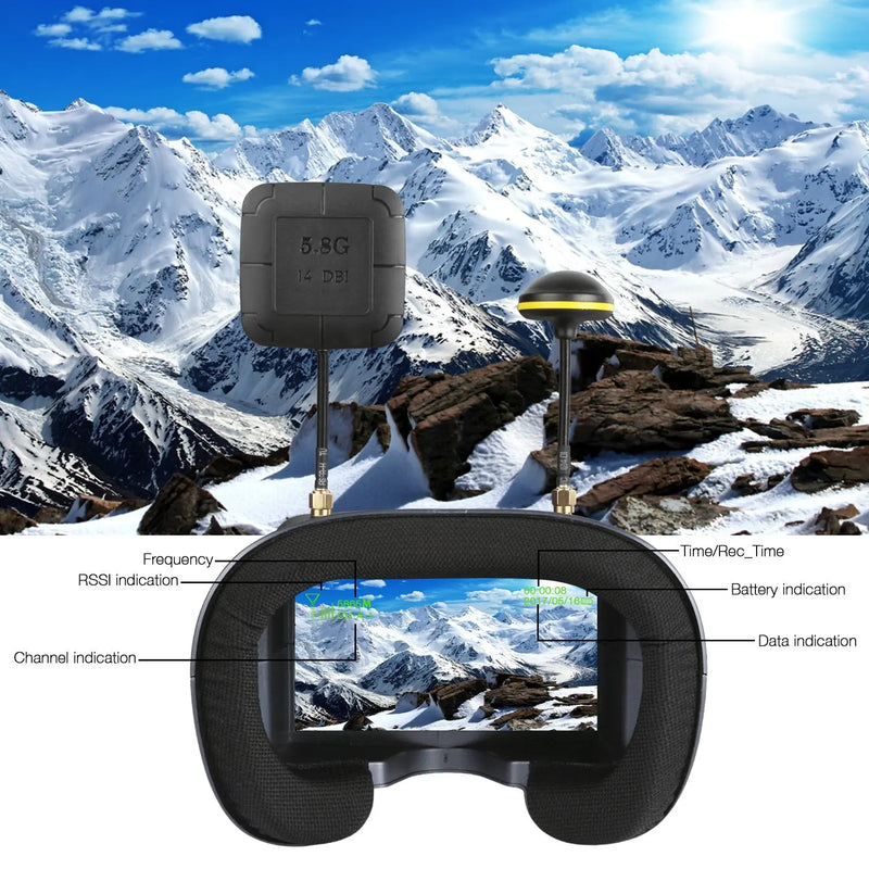EV800D FPV Goggles with DVR 5.8G 40CH 5 Inch 800x480 Diversity Video ...