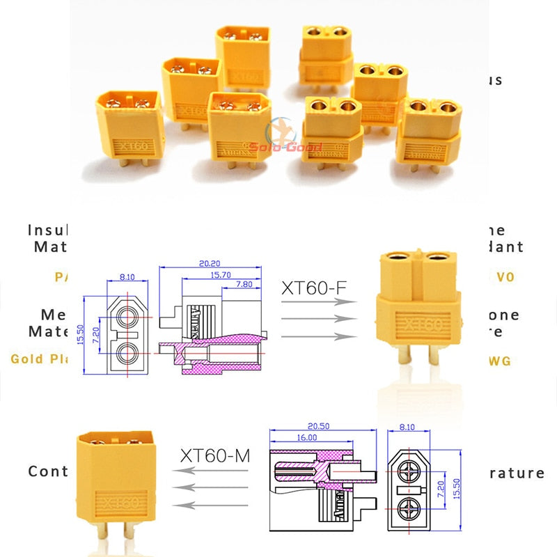 Original Amass XT90S XT90-S XT90 Connector Anti-Spark Male Female Con – SoloGood.RC